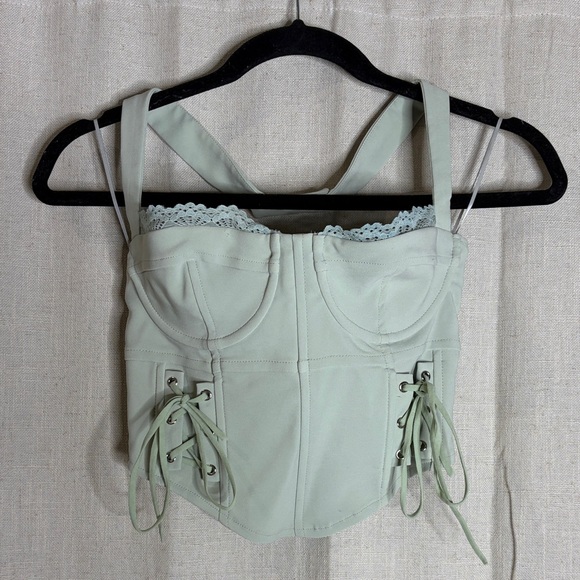 Edikted | Tops | Edikted Size S Sage Green Laceup Bustier Top | Poshmark